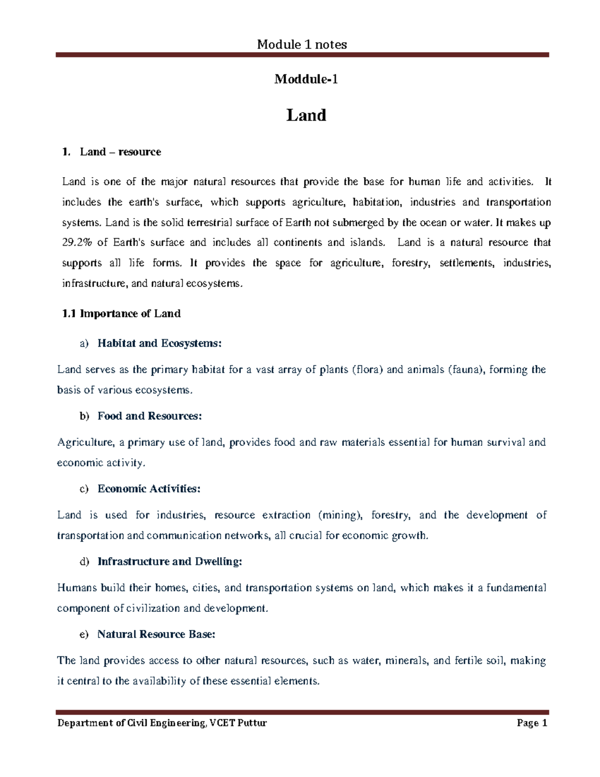 OE M1 - Land Resource Management and Conservation Notes - Studocu