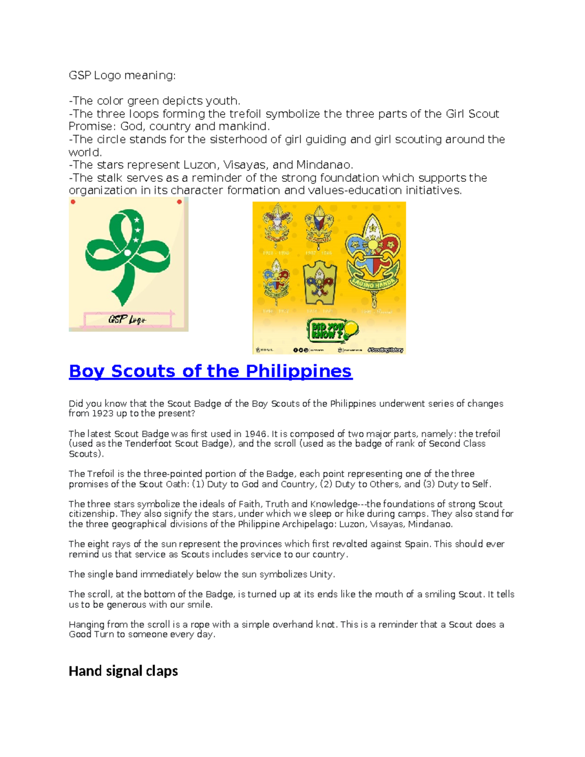 GSP 101: Meaning Behind Scouts Logo - Symbols & Their Significance - Studocu