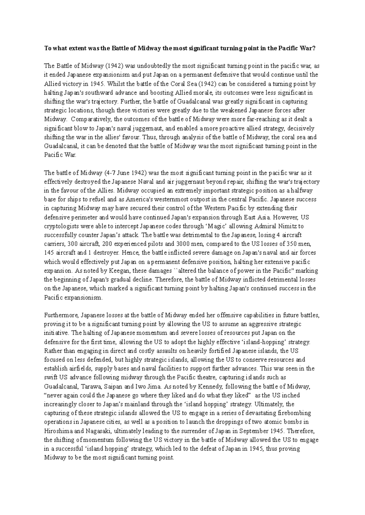 HIST3001: The Battle of Midway - The Key Turning Point in the Pacific ...