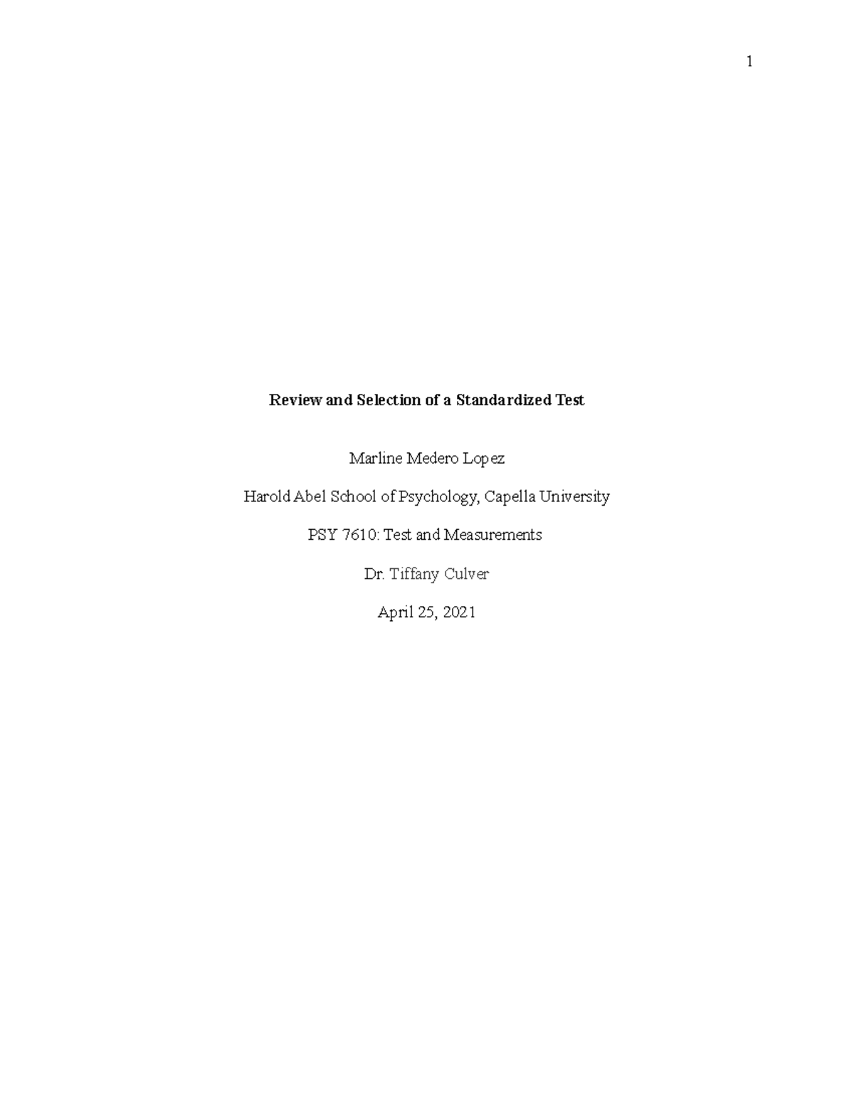 PSY 7610: Review and Selection of Standardized Tests in ABA - Studocu