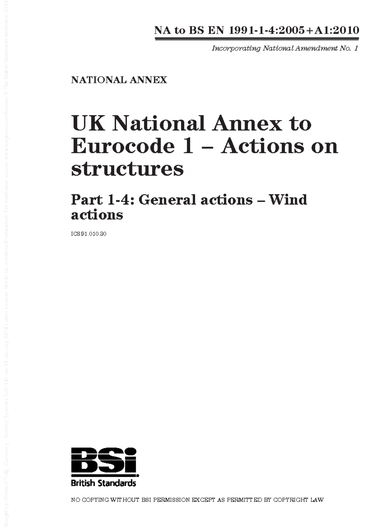 UK National Annex to BS EN 1991-1-4:2005 A1 - Wind Actions - Studocu