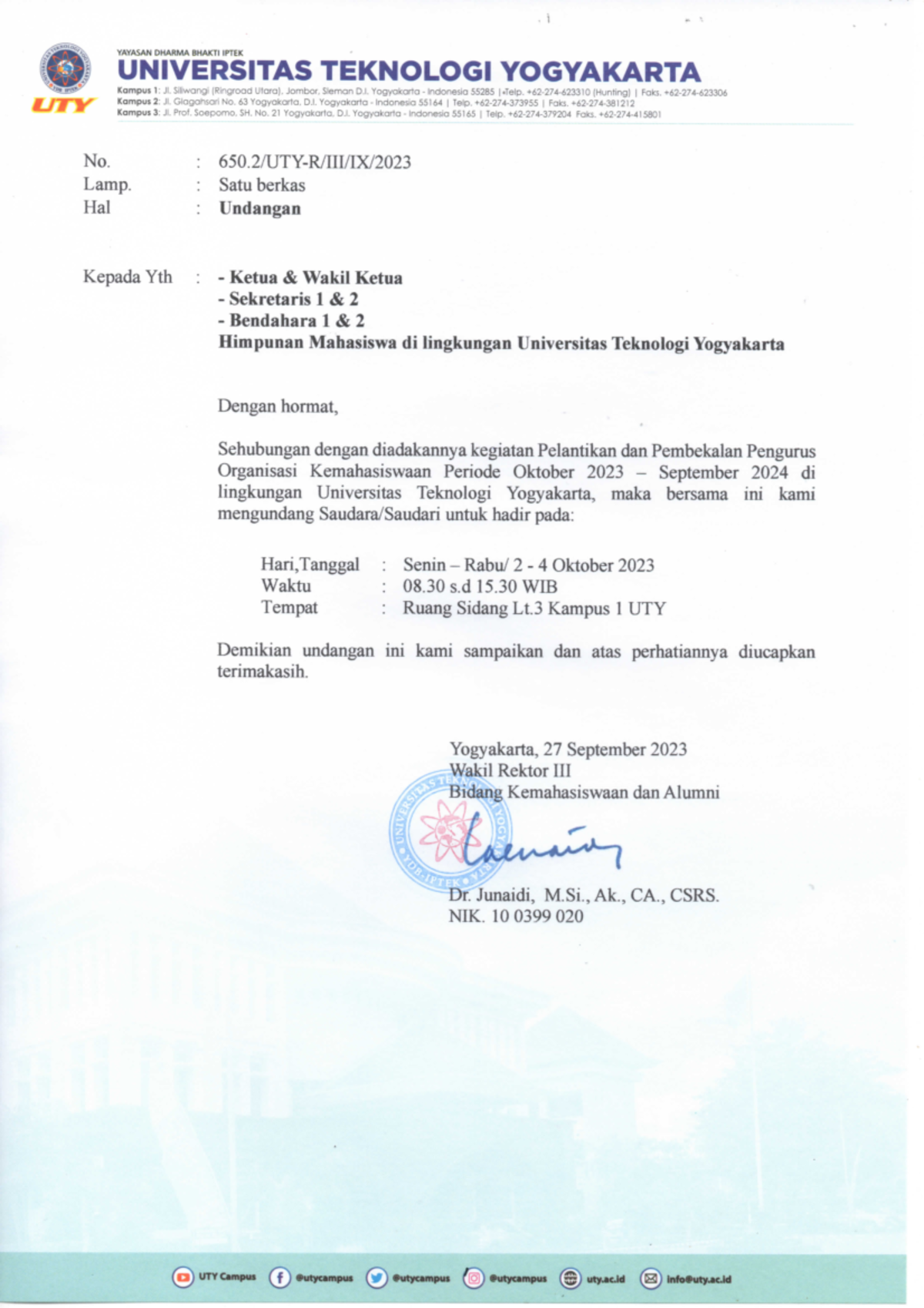 Pelantikan Ormawa HIMA: Undangan Resmi dan Informasi Detail - Studocu