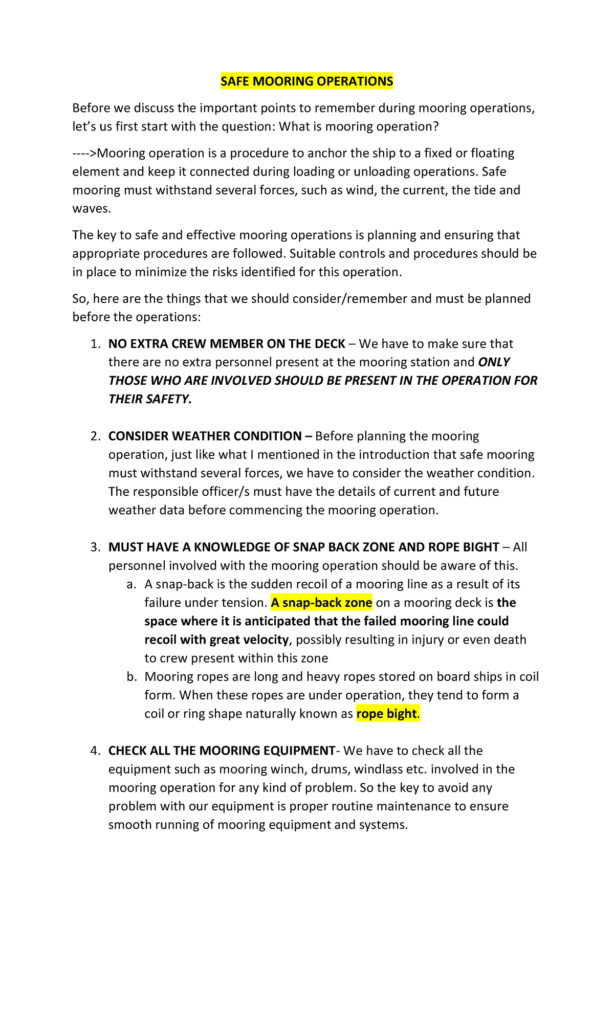 Safe Mooring Operation Guidelines for Seafarers: Best Practices - Studocu