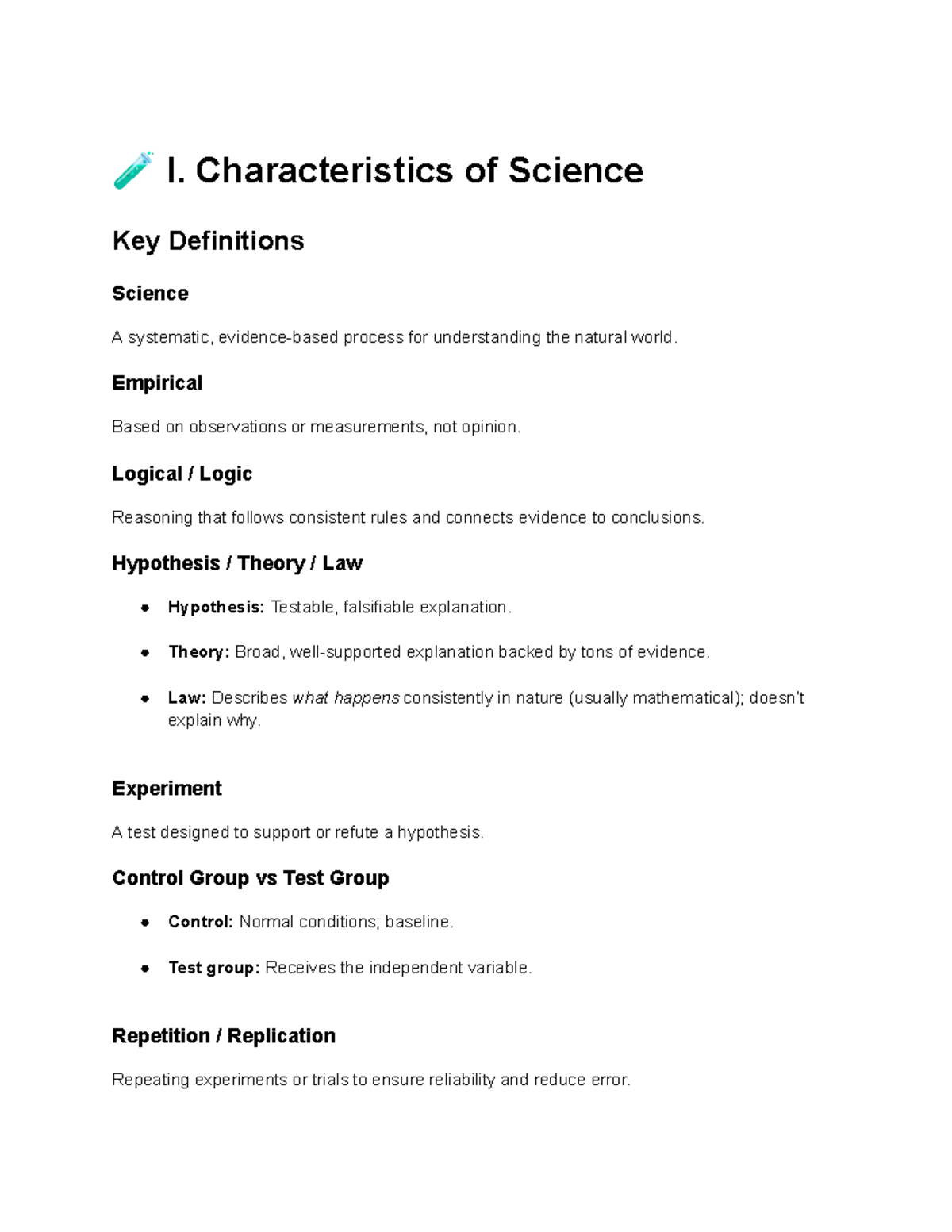 Biology 101: Key Concepts and Definitions - Studocu