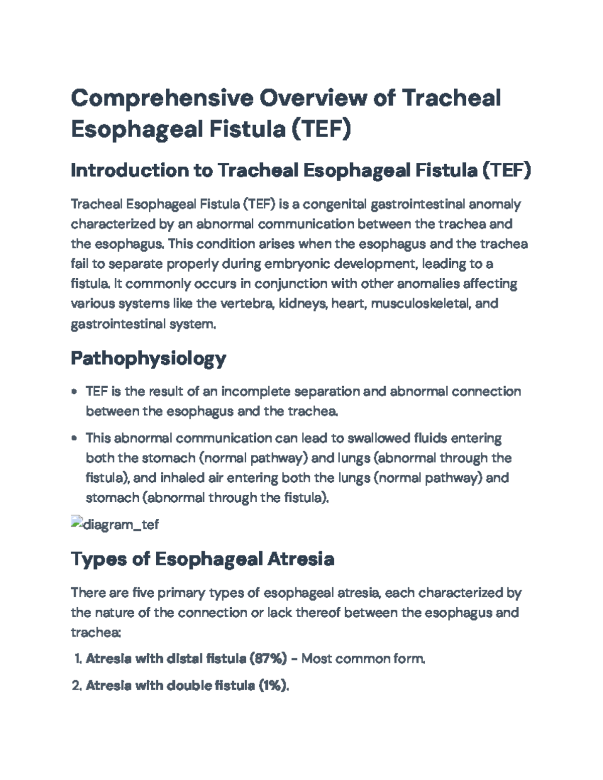 Comprehensive Overview of Tracheal Esophageal Fistula (TEF) Management ...