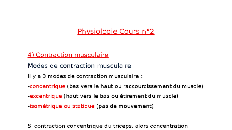 Physiologie Cours 4 : Modes de Contraction Musculaire et Innervation ...