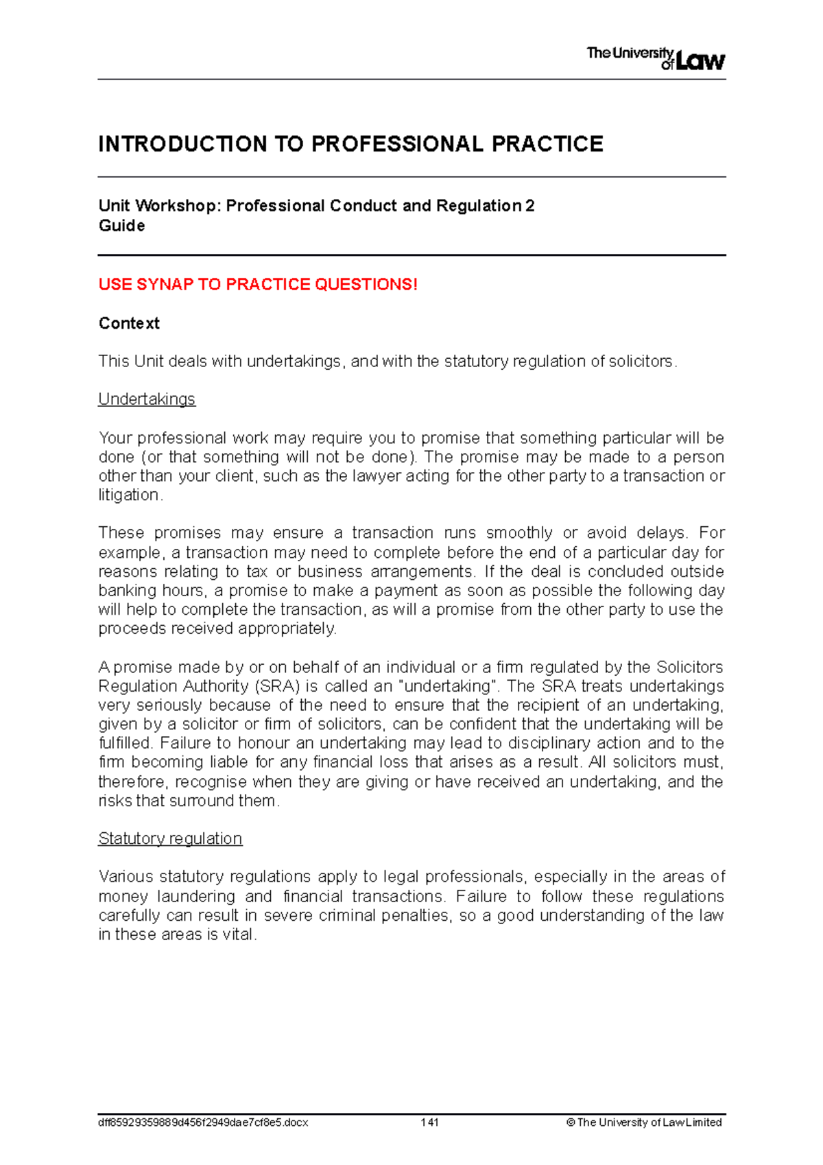 Professional Conduct 2 Guide - INTRODUCTION TO PROFESSIONAL PRACTICE ...