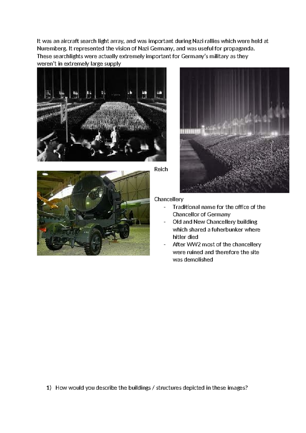 Cathedral of Light: Nazi Propaganda and Architecture Analysis - Studocu