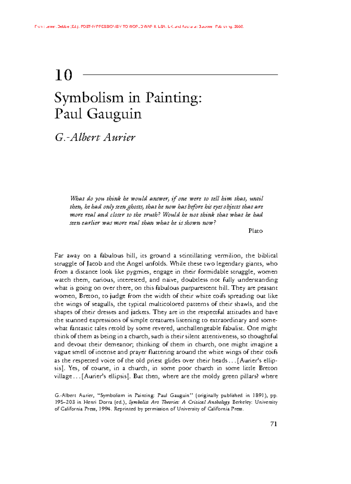 Symbolism in Painting by Gauguin - 10 Symbolism in Painting: Paul ...