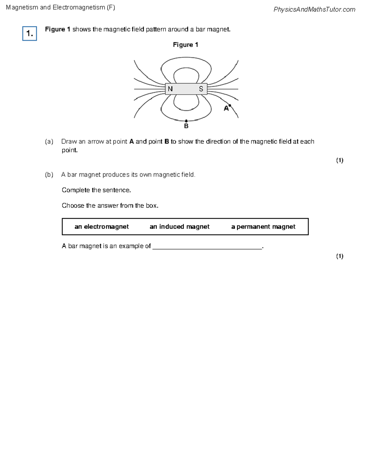 Magnetism and Electromagnetism (F) Quiz Paper - Studocu