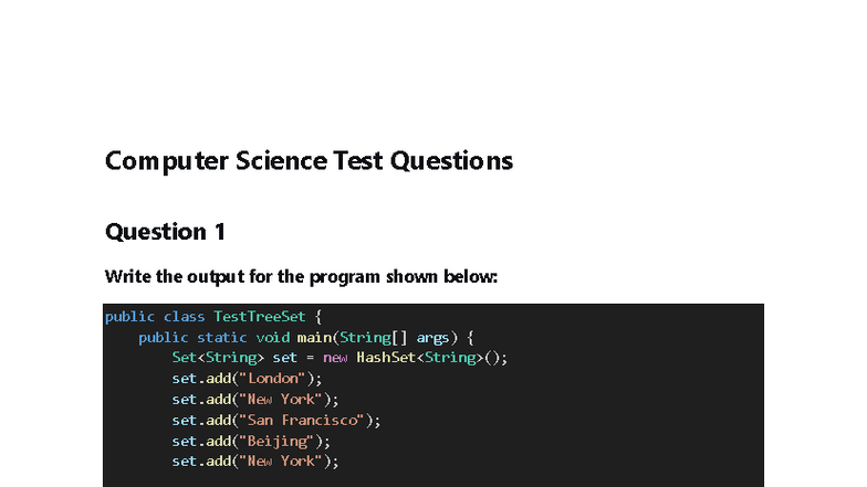 CS Test Questions: Data Structures & Algorithms Review - Studocu