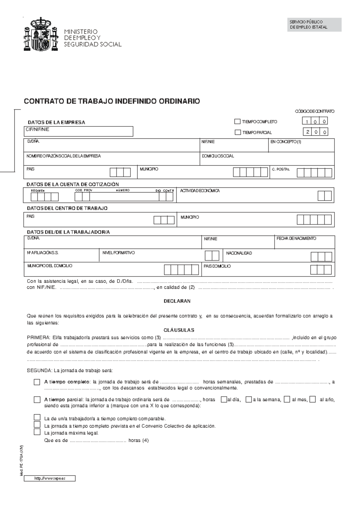 Contrato de Trabajo Indefinido Ordinario - DDDDDDDDDDDDD - Studocu