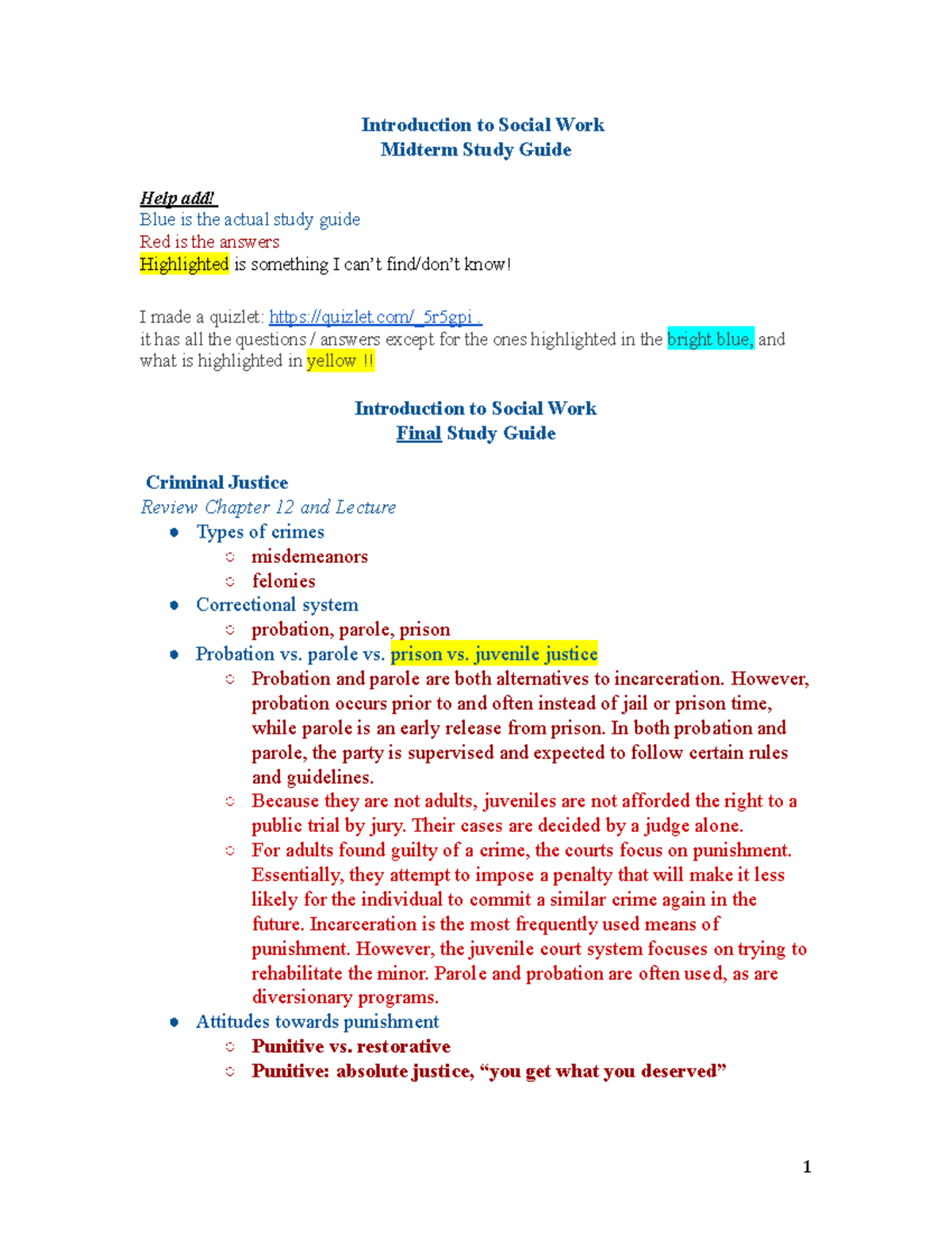 Intro to Social Work Final Study Guide - Introduction to Social Work ...