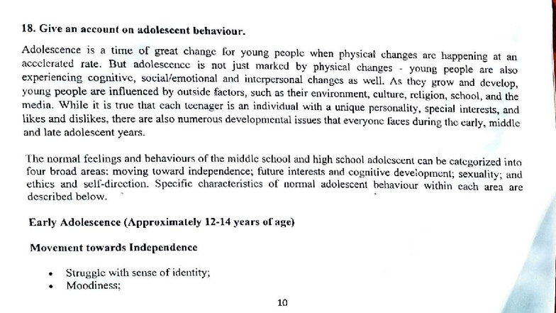 Adolescence: Understanding Behavioral Changes and Development - Studocu