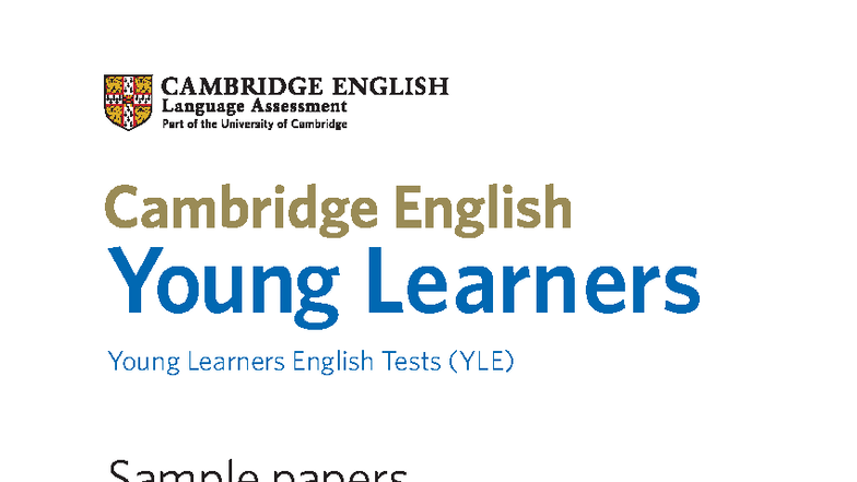 YLE Movers Sample Papers Volume 2 - Cambridge English 2013 - Studocu