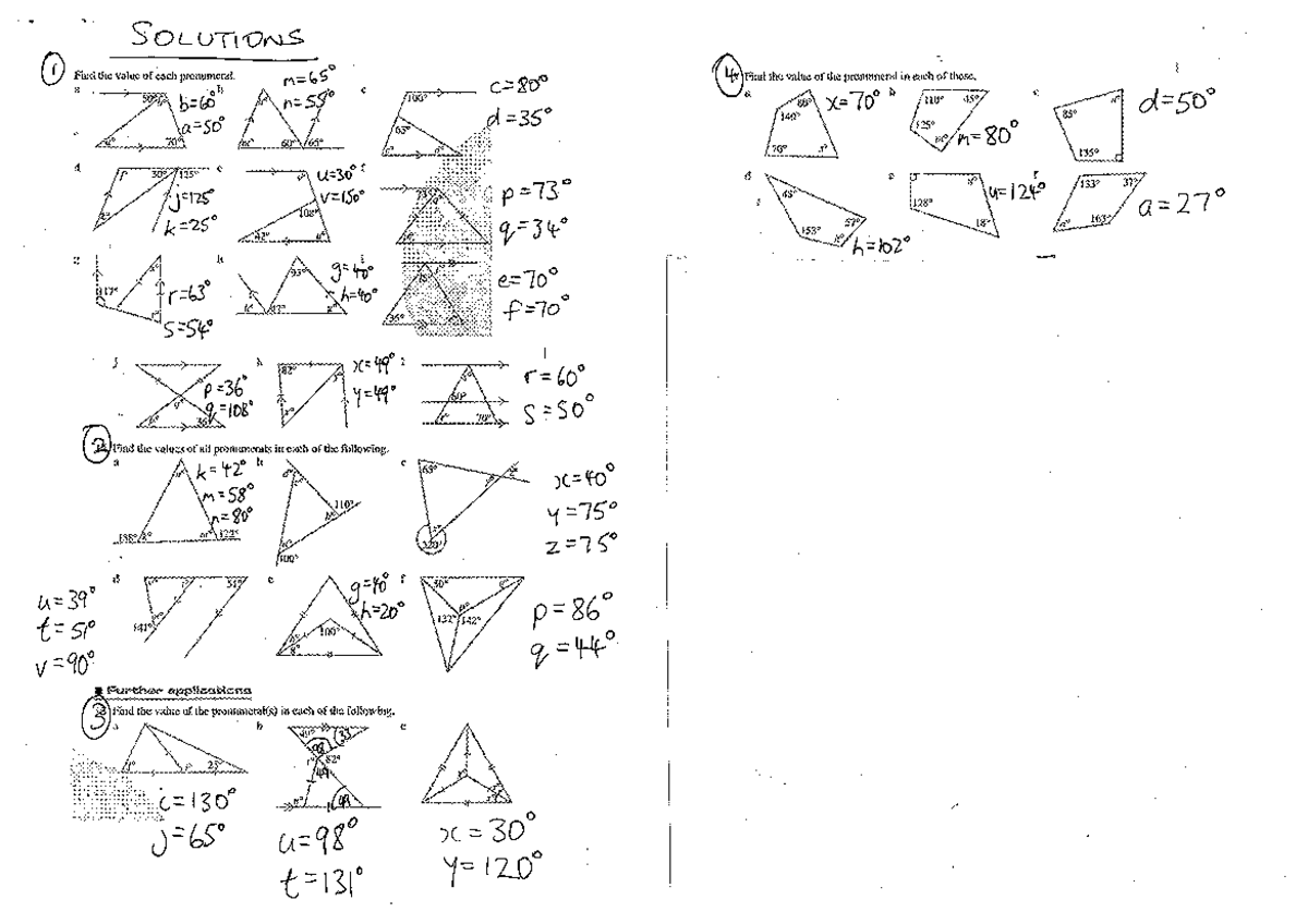 Math Solutions: Finding Values of Pronumerals - Practise Paper - Studocu