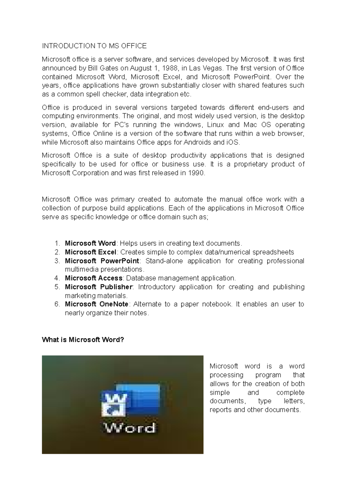 Introduction to MS Office: Overview and Key Features - Studocu