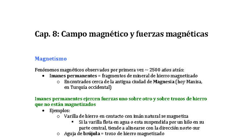 Cap. 8: Campo Magnético y Fuerzas Magnéticas - Magnetismo y Fenómenos ...
