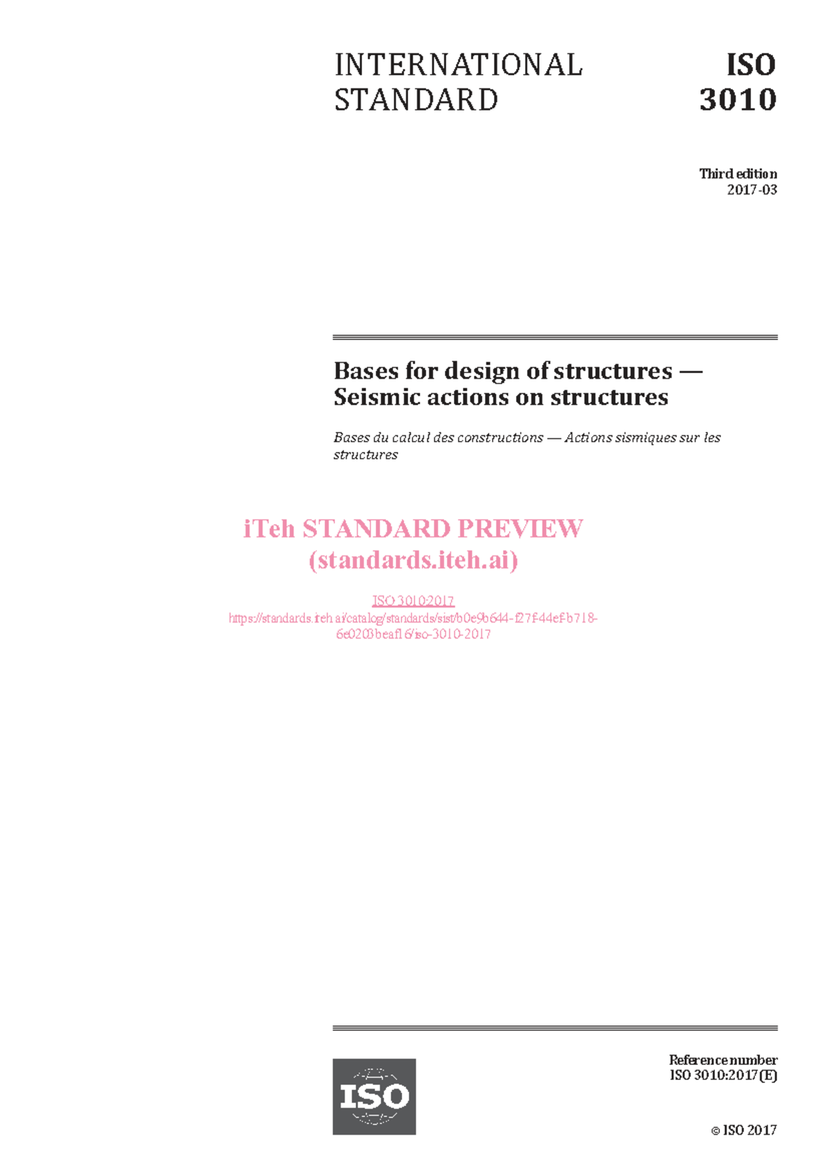 ISO 3010:2017 - Seismic Actions on Structures Design Principles - Studocu