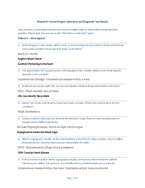 Mod06 Course Project Questions - Module 06 Course Project: Full Medical ...