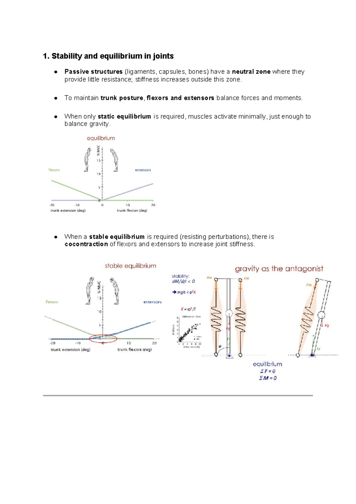 Lecture 3: Stability and Equilibrium in Joints and Muscular Control ...