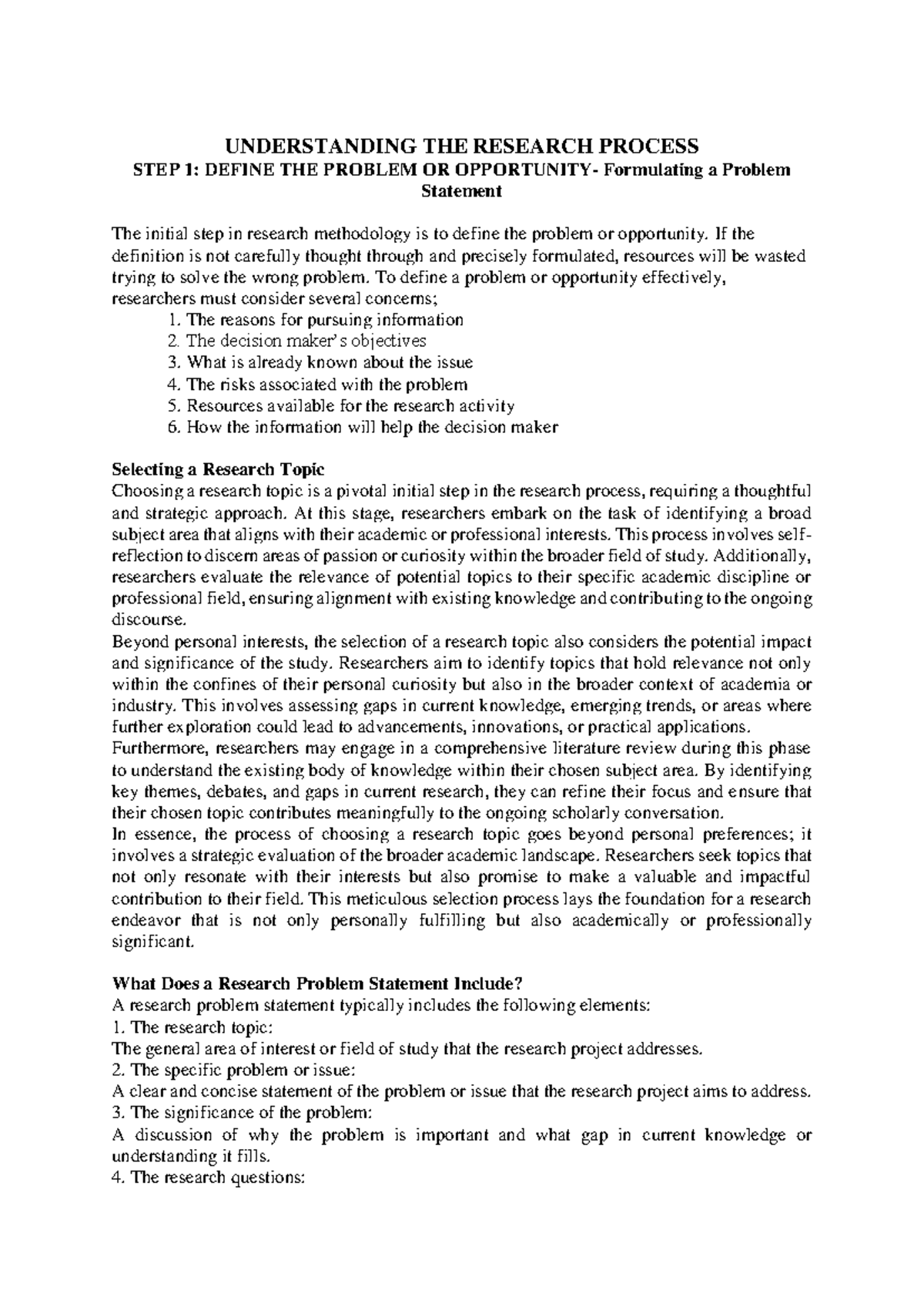 Research Methodology: Defining Problems and Objectives in CHAPTER 2 ...