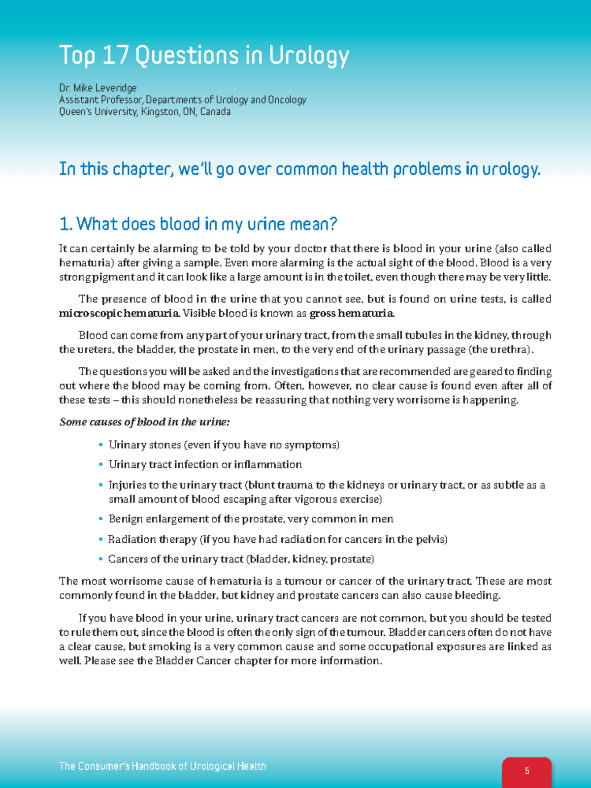 URO 101: Common Concerns and Questions in Urology - Studocu