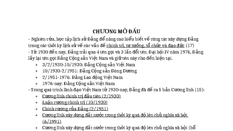 tong hop Lich su dang - CH ƯƠNG M Ở Đ ẦU - Nghiên c ứu, h ọc t p l ch s ậ ị ử Đ ng đả ể nâng cao ...