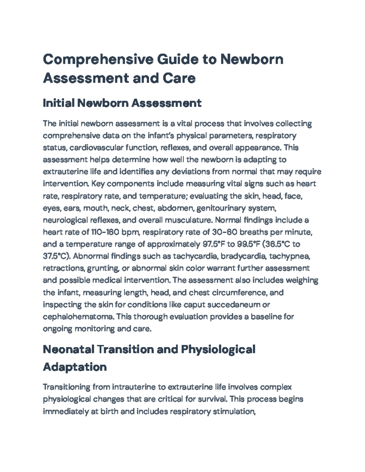 Comprehensive Guide to Newborn Assessment and Care (NURS 210) - Studocu