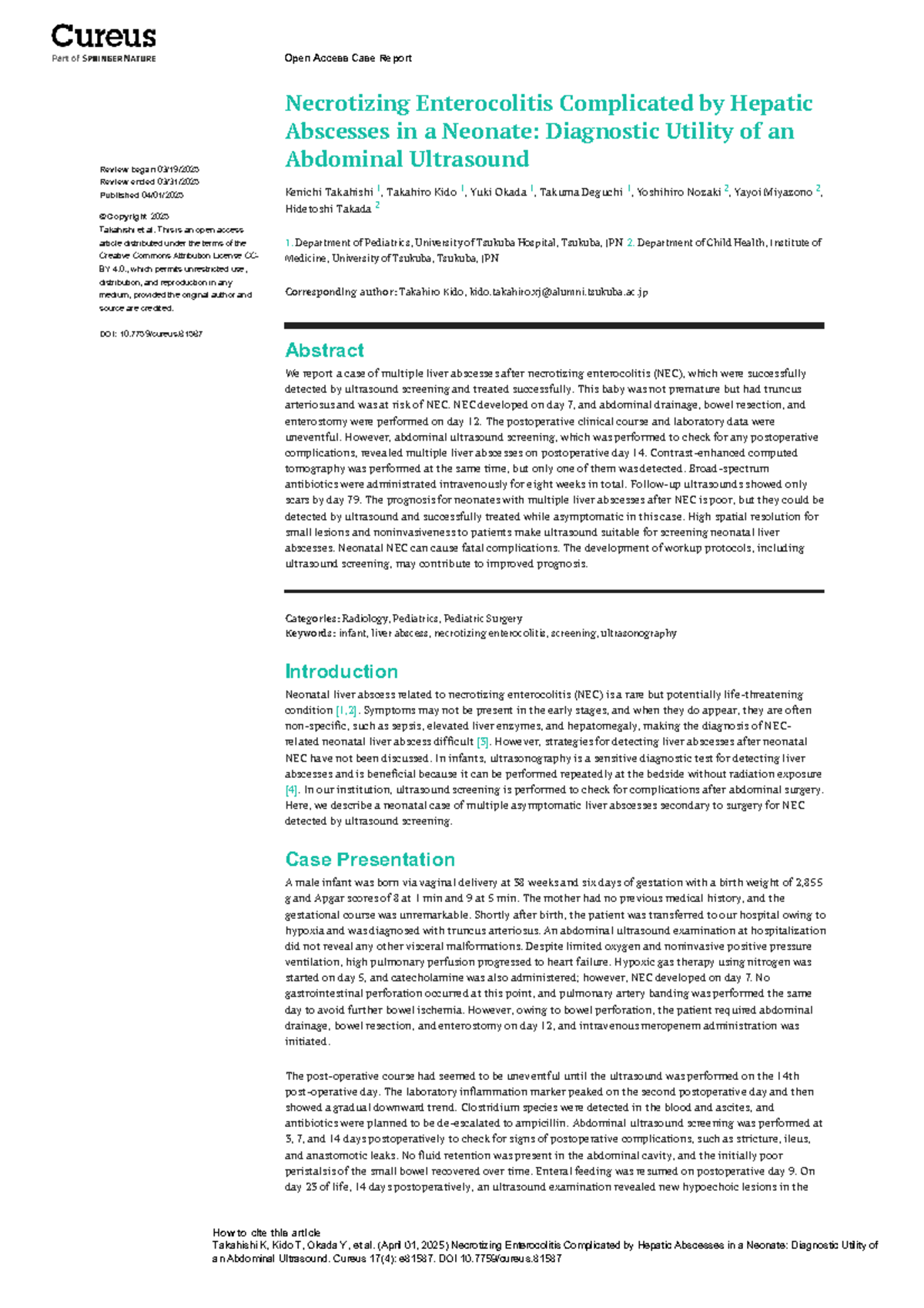 NEC Case Study: Ultrasound Detection of Hepatic Abscesses in Neonate ...