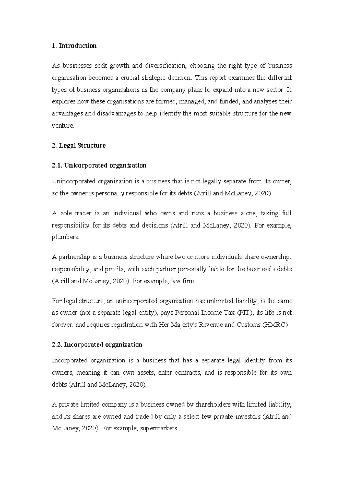 Business Organization Types and Legal Structures - Draft A3 BL - Studocu