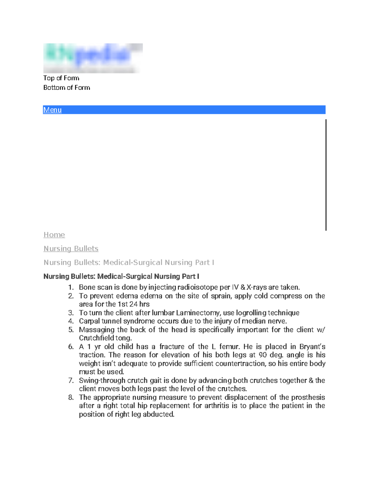 Nursing Bullets: Medical-Surgical FC Exam Notes - Studocu