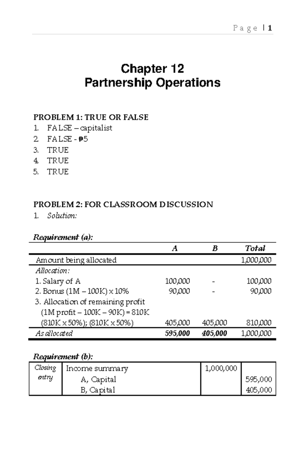Solution Manual: Chapter 12 Partnership Operations (Course Code) - Studocu