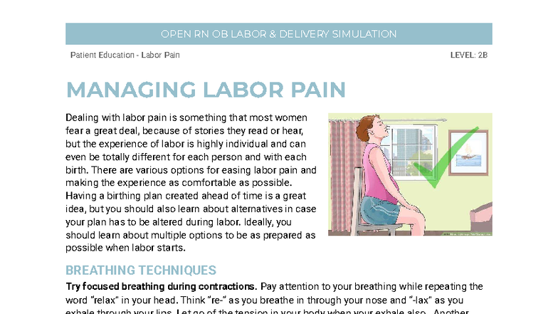 OB- Managing Labor Pain: Techniques and Strategies for Comfort - Studocu