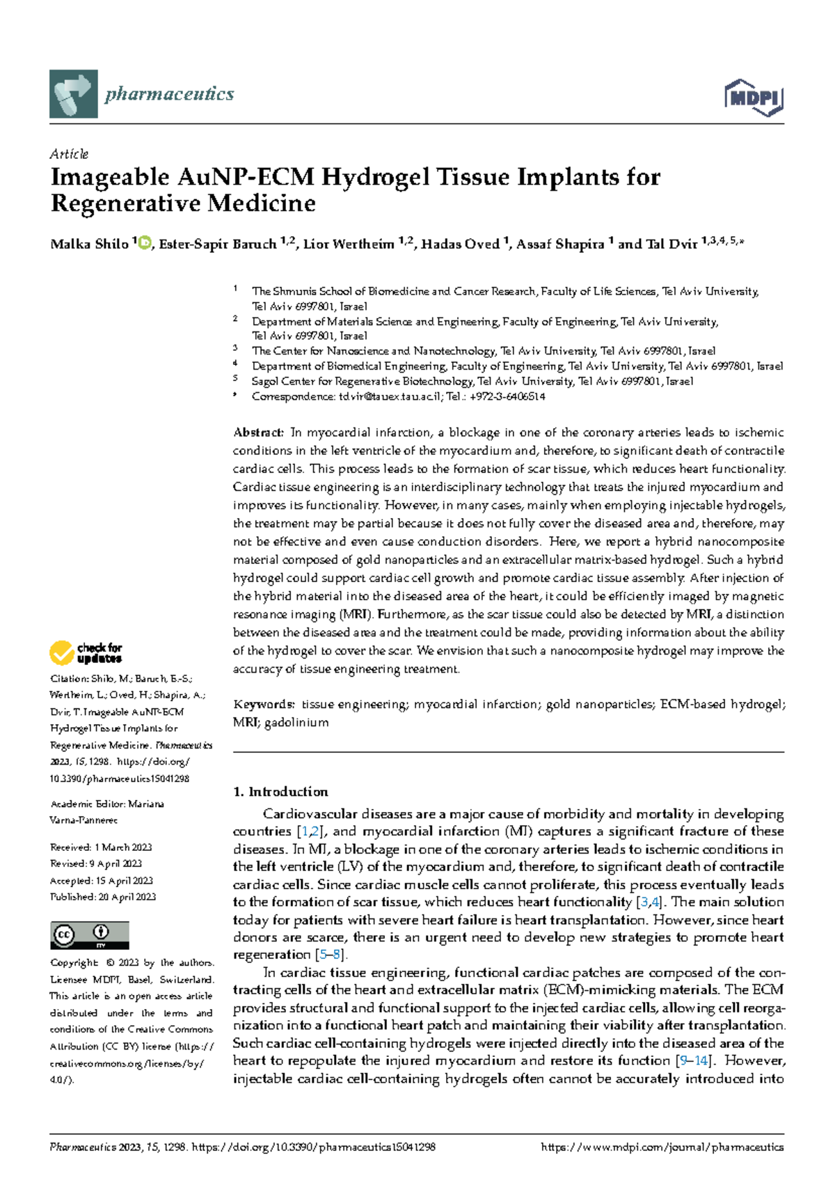 PHRM 2023: Imageable AuNP-ECM Hydrogel Tissue Implants for Cardiac ...