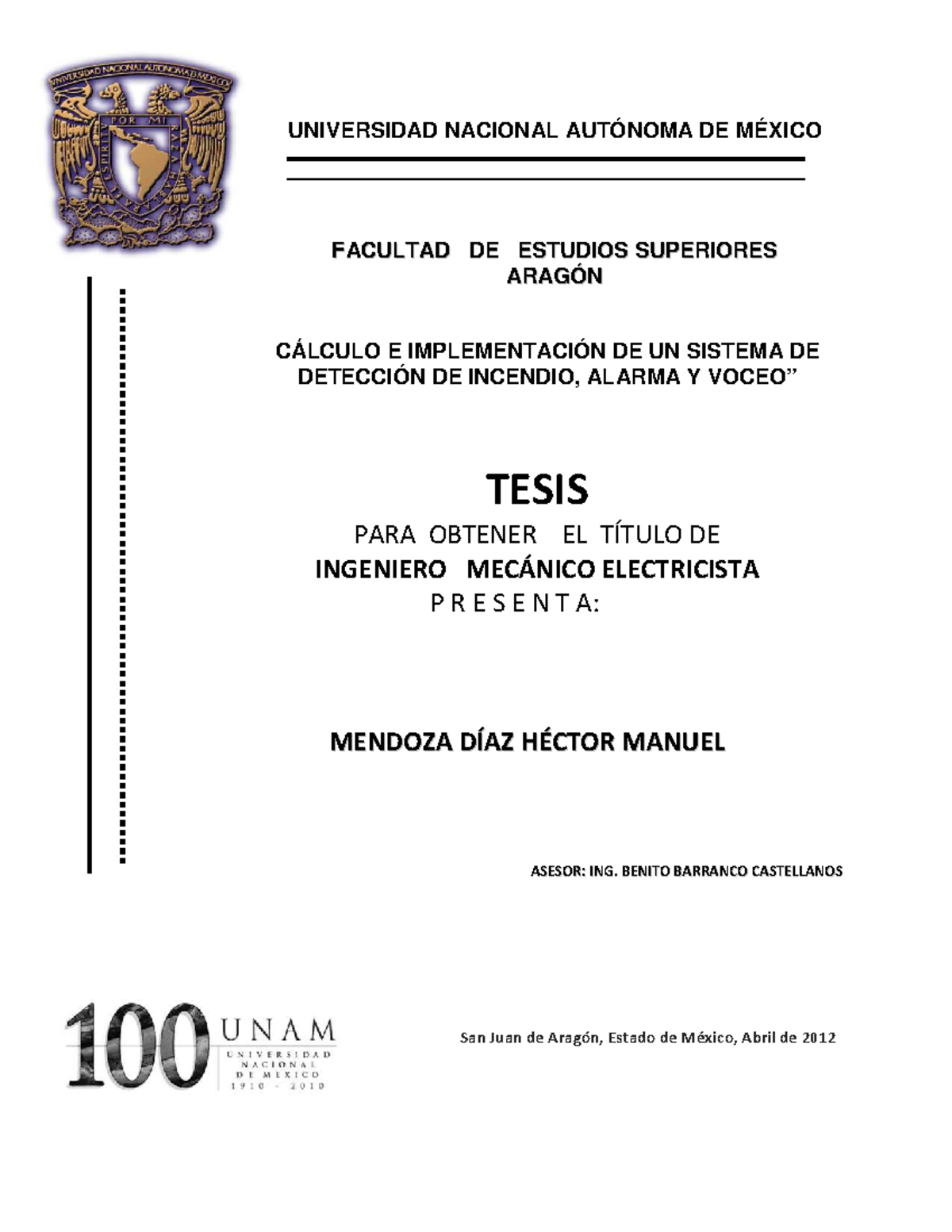 Tesis UNAM: Implementación de Sistema de Detección de Incendio - Studocu