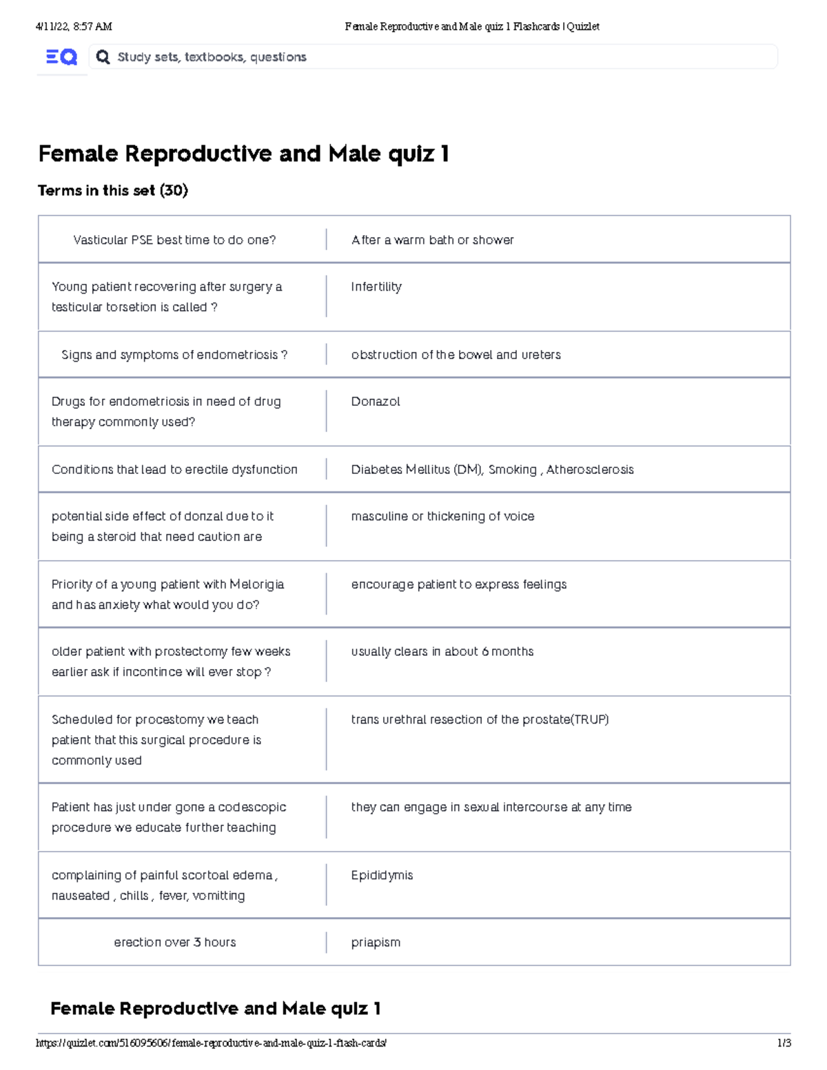 Female Reproductive and Male Quiz 1 Study Flashcards - Studocu