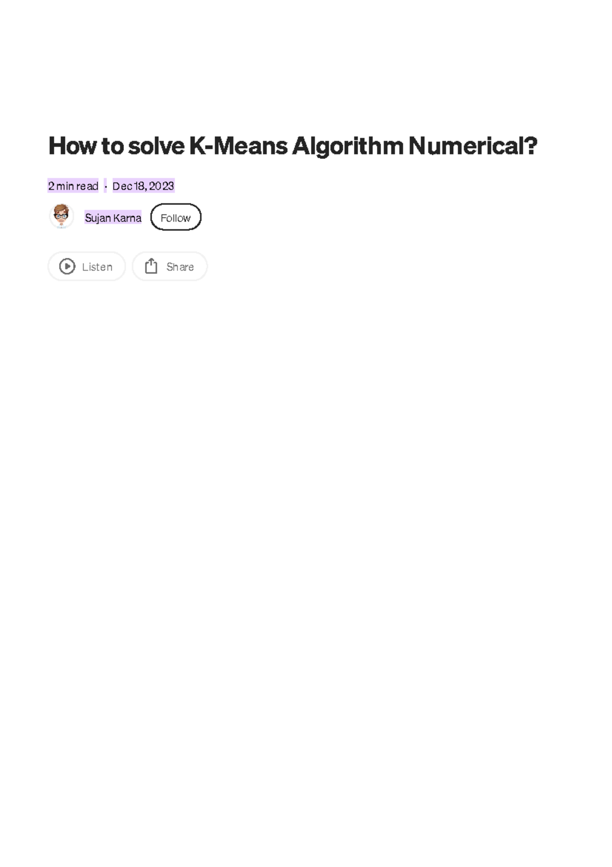 K-Means Clustering Algorithm: Numerical Example and Iterations - Studocu