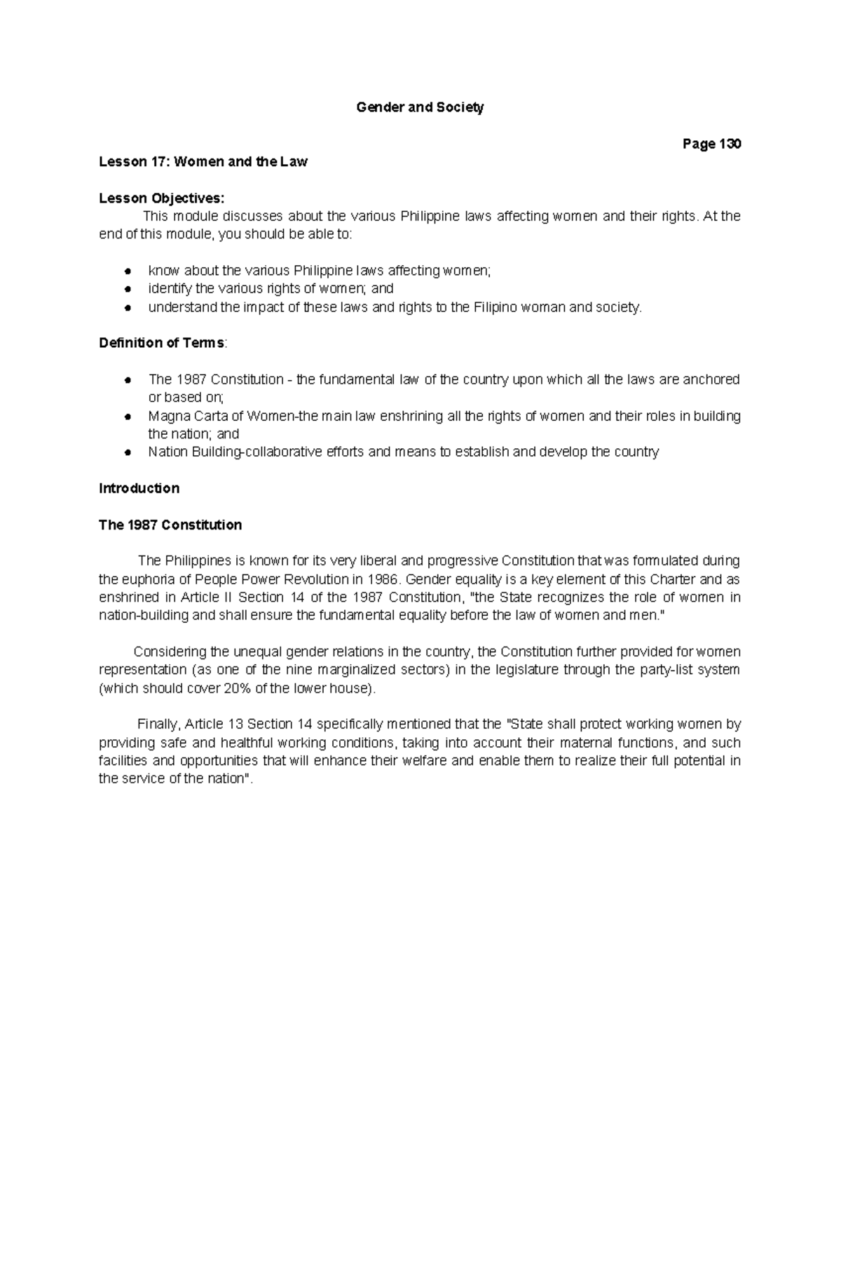 Lesson 17 20 in Gender and Society 1 - Gender and Society Page 130 ...