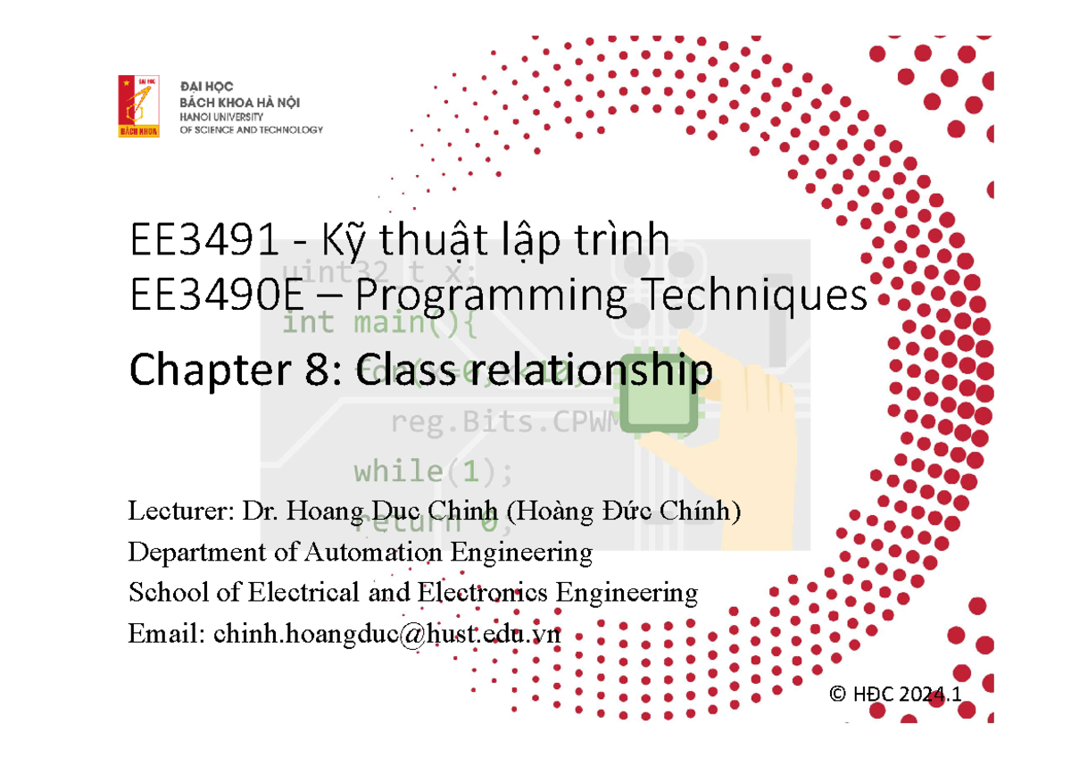 EE3491 Programming Techniques Chapter 8: Class Relationships - Studocu