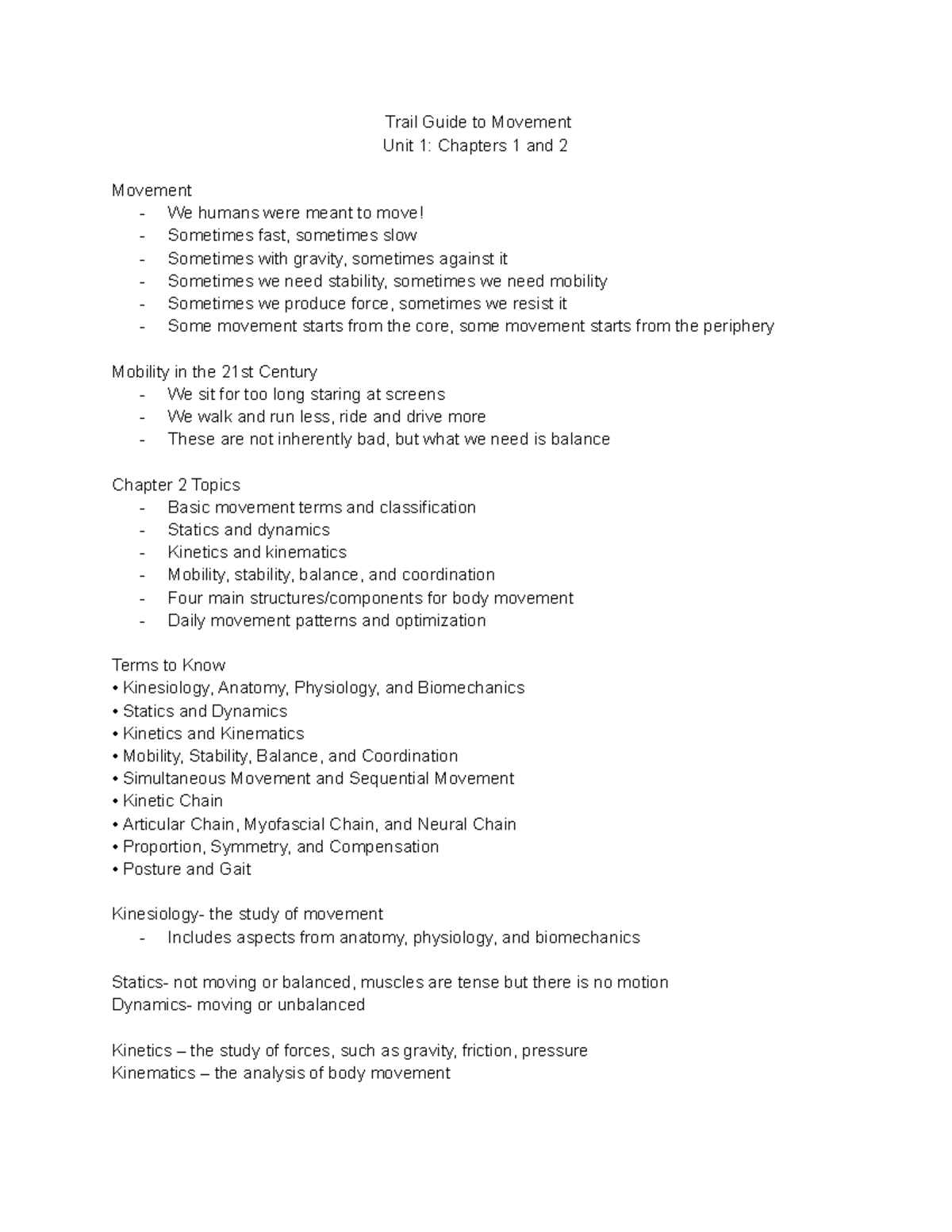 Applied Kinesiology Lecture Notes: Movements, Connective Tissue ...