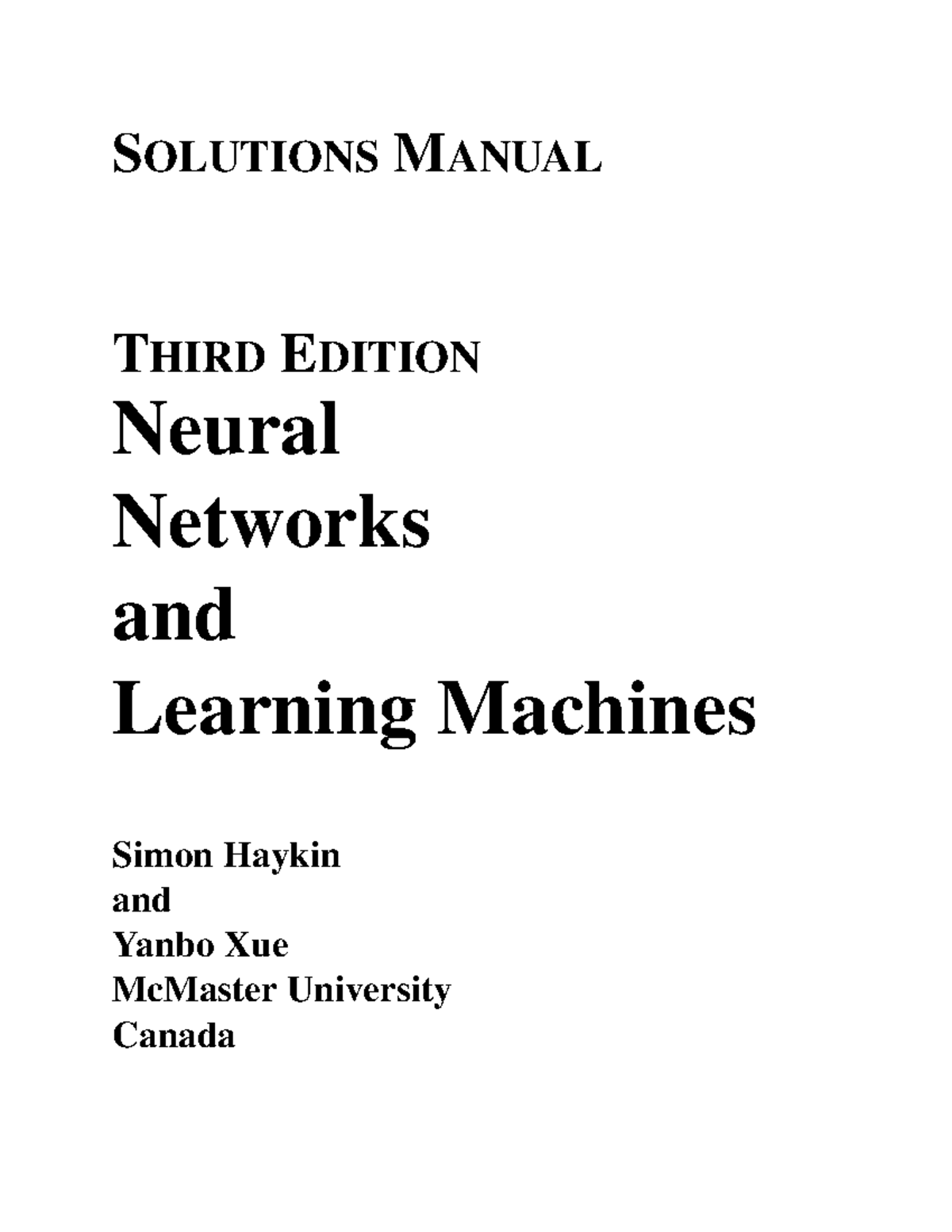 Solutions Manual for Neural Networks and Learning Machines, 3rd Edition ...