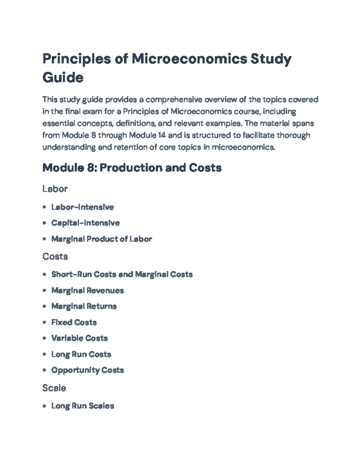 Principles of Microeconomics Final Exam Study Guide 95E0D7A2 ...