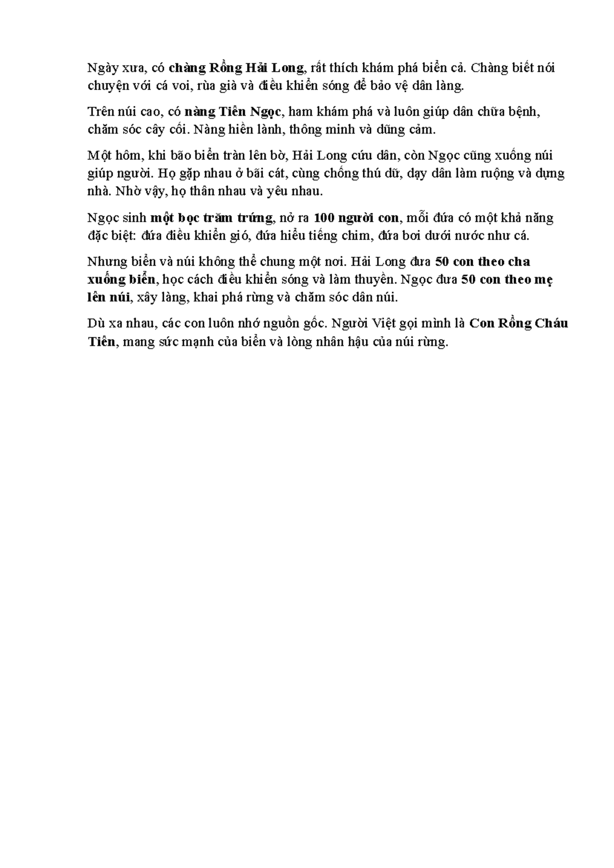 Truyền Thuyết Con Rồng Cháu Tiên: Khám Phá Biển và Núi - Studocu