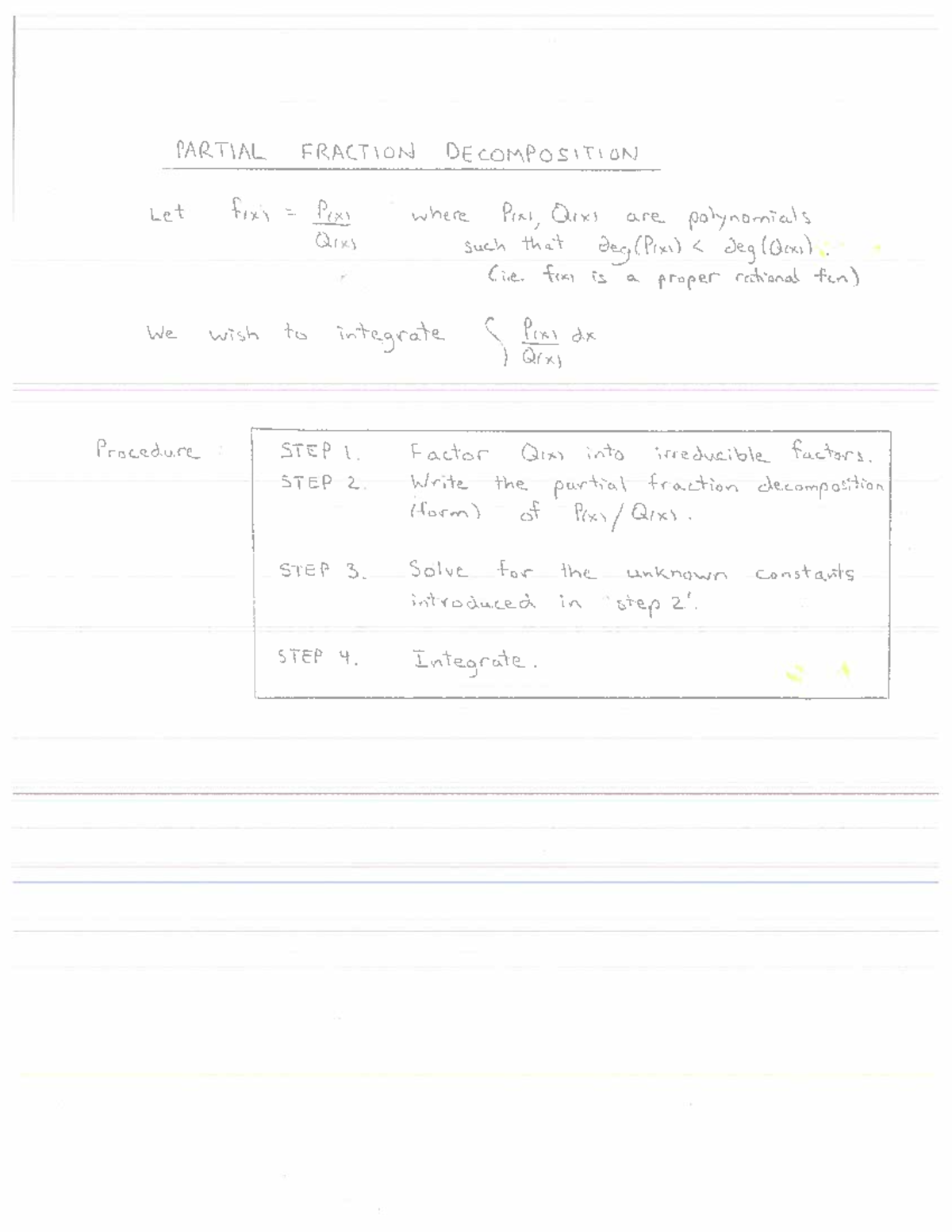 Partial Fraction Decomposition Notes for MATH 101 - Studocu