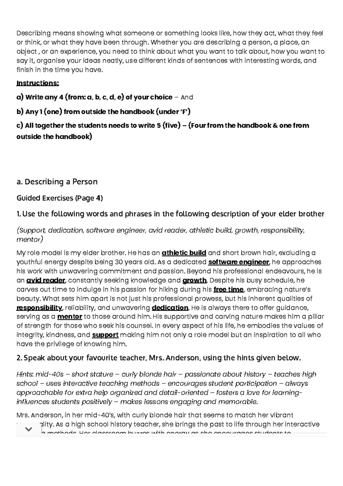 Describing Techniques for Second Year Intermediate English Practicals ...