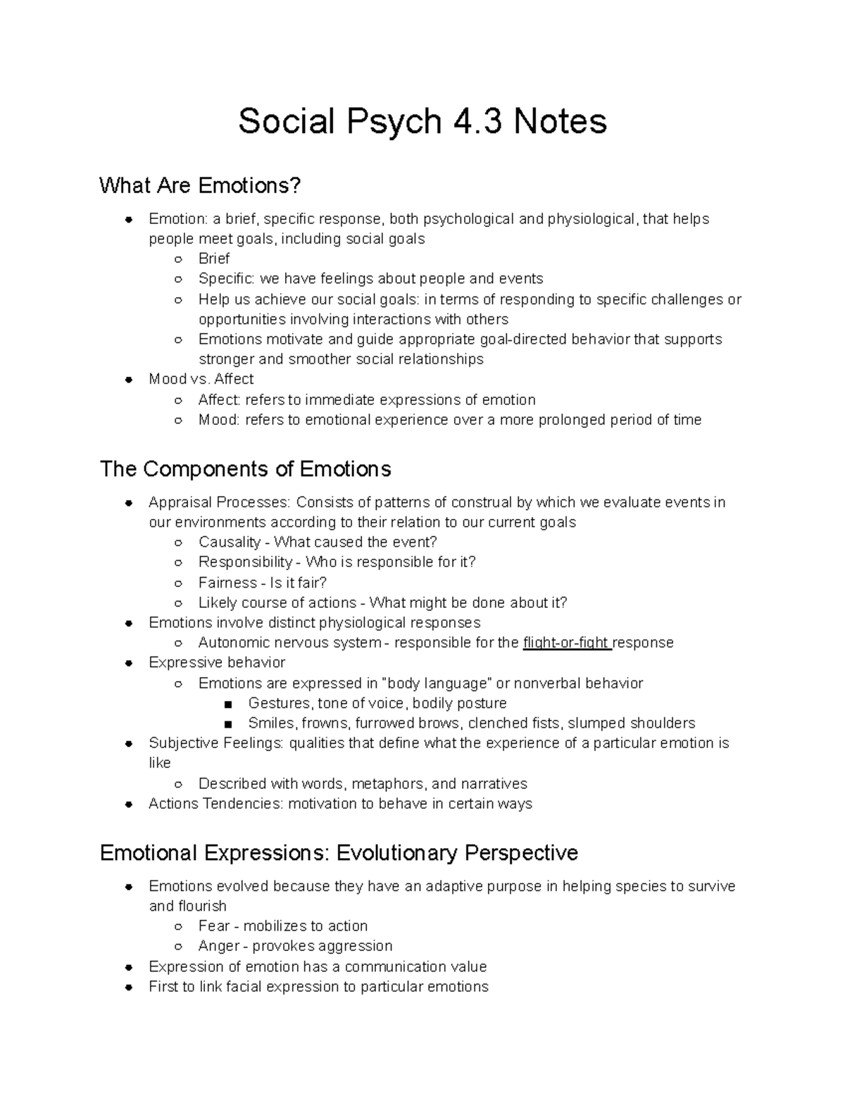 Social Psych 4.3 Lecture Notes: Understanding Emotions - Studocu