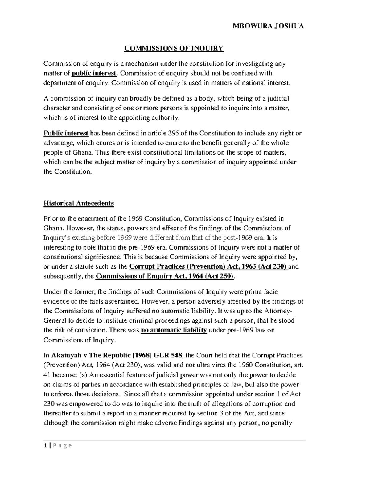 Constitutional Framework and Evolution of Commissions of Inquiry in ...