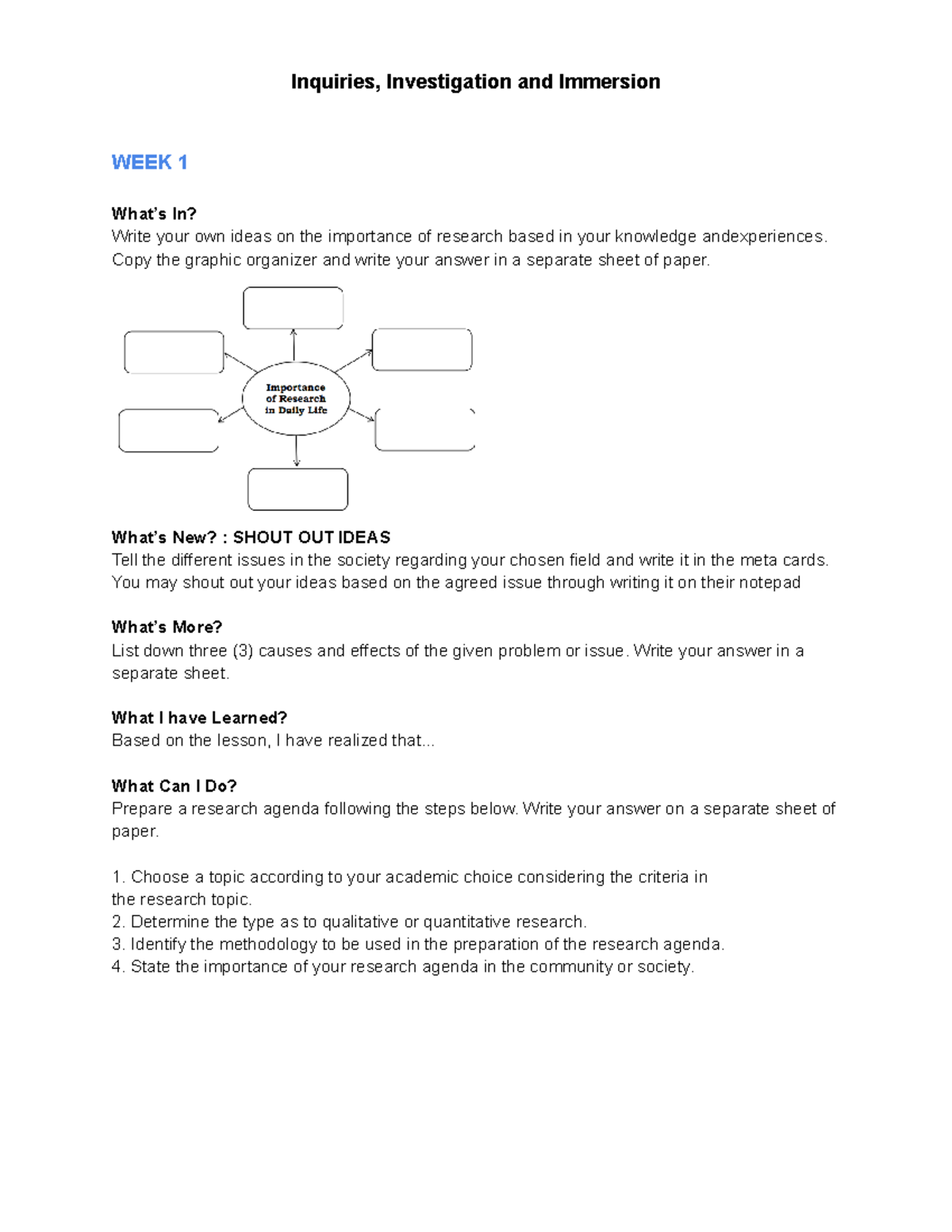 3Is Activities Compilation: Research Methods and Insights - Studocu