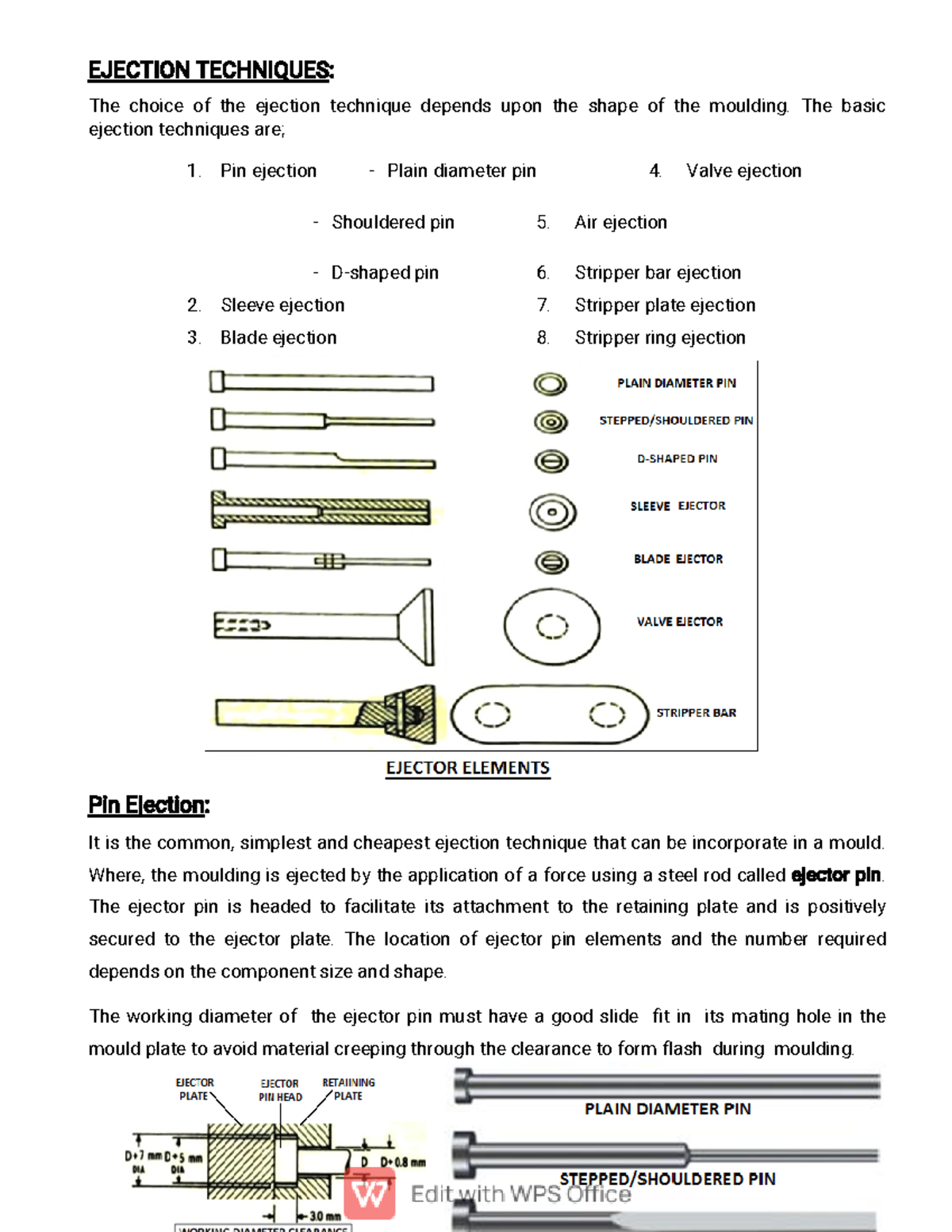 Moulding Ejection Techniques - Comprehensive Guide - Studocu